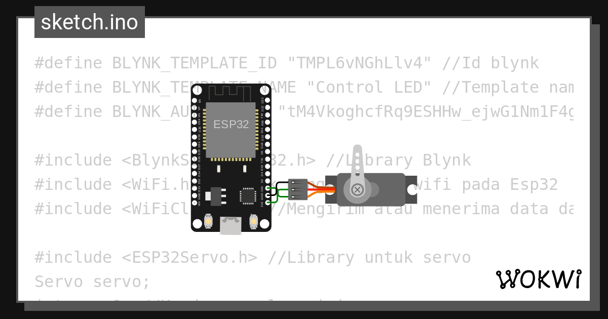 Blynk Control Servo Sarah 33 Wokwi Esp32 Stm32 Arduino Simulator