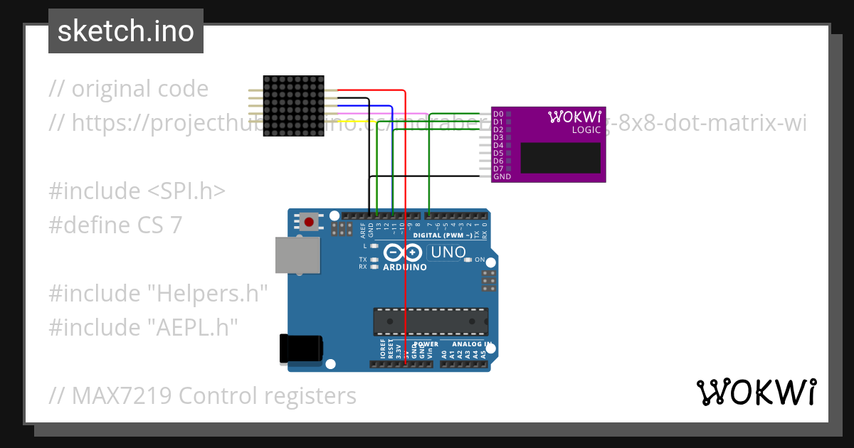 SSPW 8x8 Apple Letters - Wokwi ESP32, STM32, Arduino Simulator