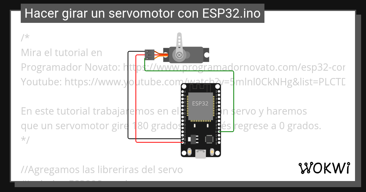 09.-Hacer girar un servomotor con ESP32.ino Copy - Wokwi ESP32, STM32, Arduino Simulator