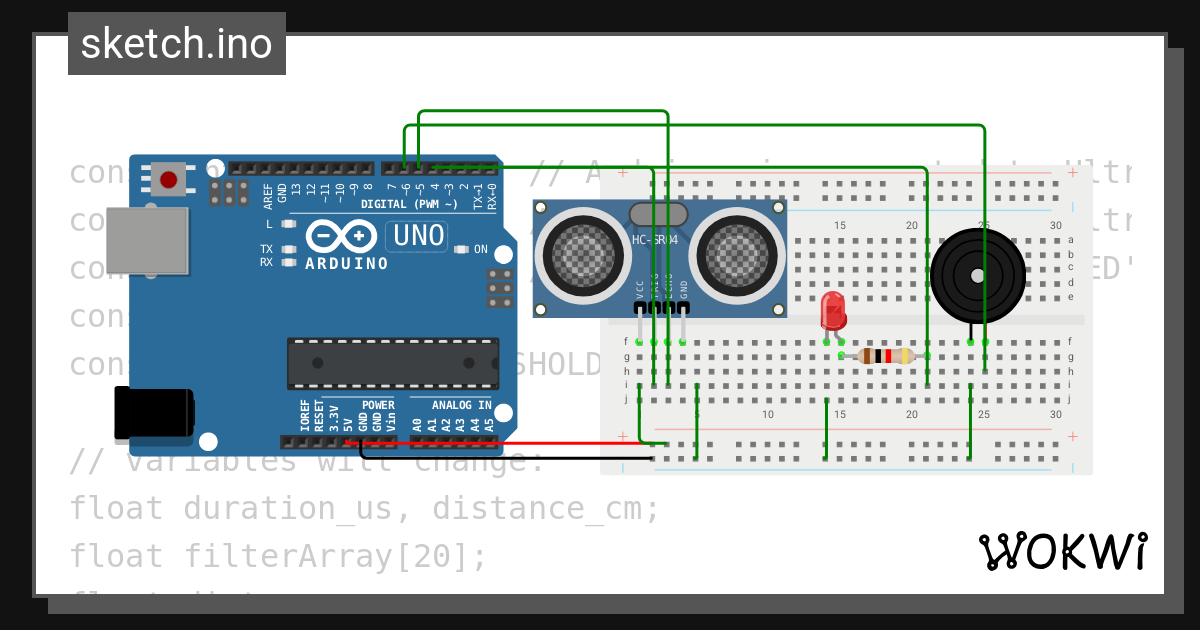 Ultrasonic Buzzer Led Circuit Copy Wokwi Esp32 Stm32 Arduino Simulator