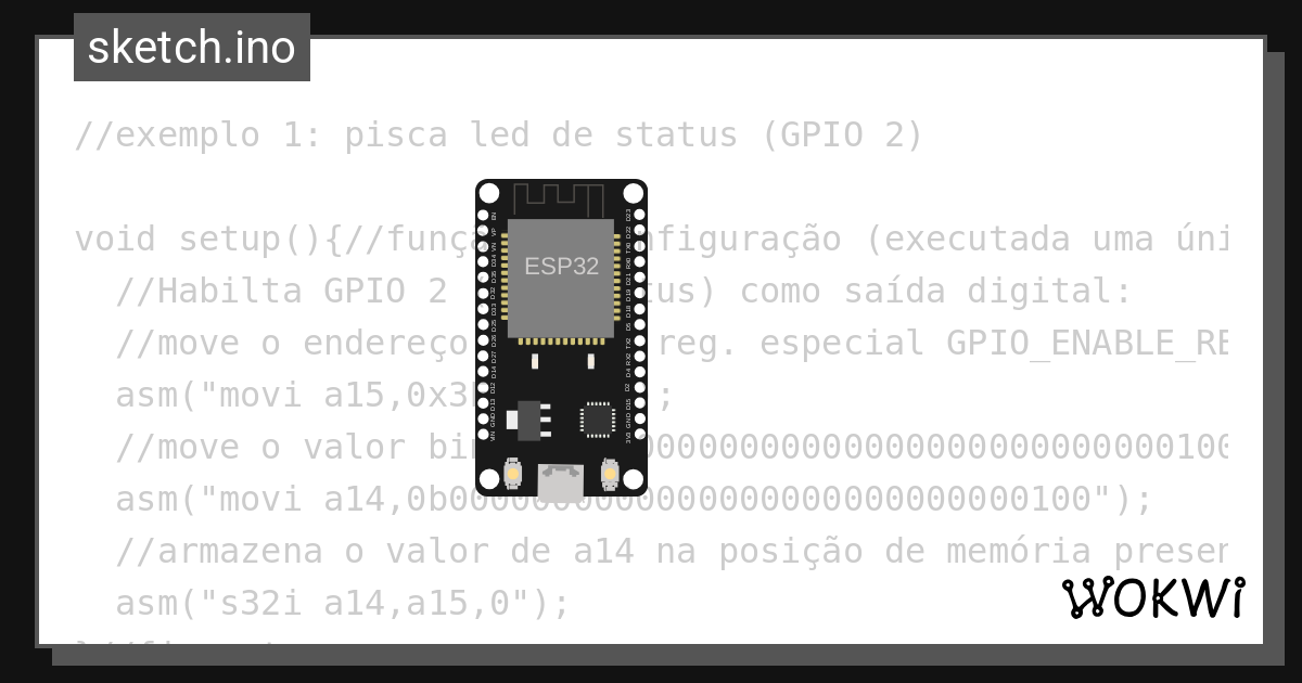Linguagem Assembly Esp32 Wokwi Esp32 Stm32 Arduino Simulator