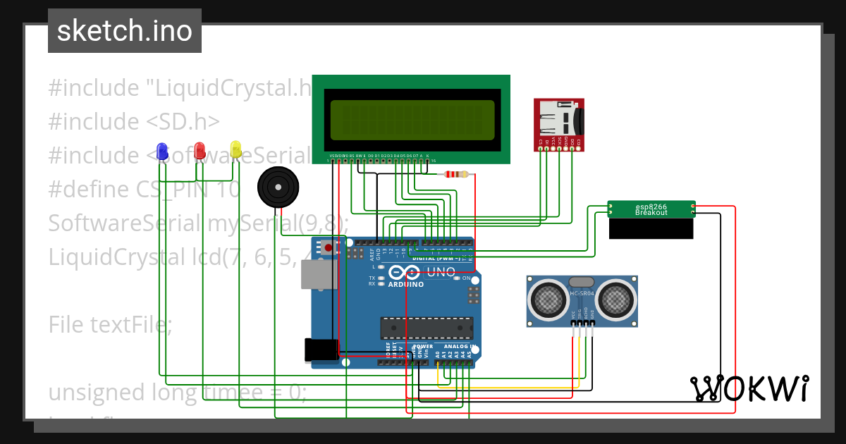 超声波测水位lcd显示水位和上传云3 Copy Wokwi Esp32 Stm32 Arduino Simulator