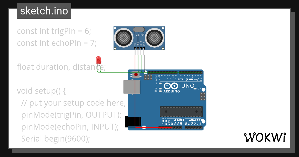 Ultra sonic sensor - Wokwi ESP32, STM32, Arduino Simulator
