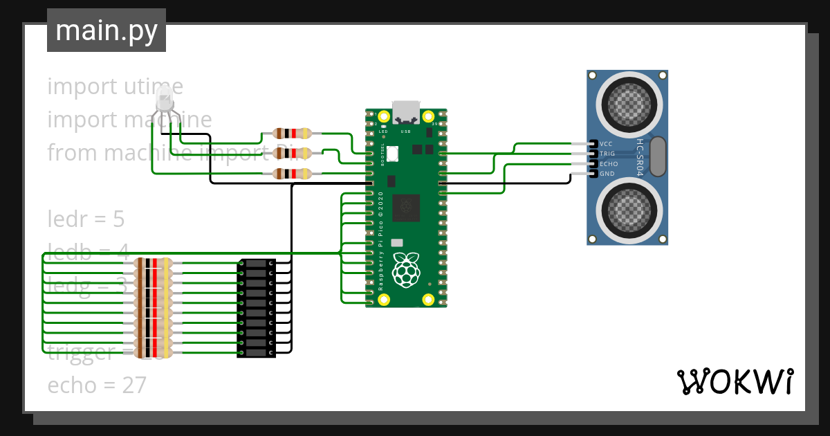 Abstandssensor - Wokwi ESP32, STM32, Arduino Simulator