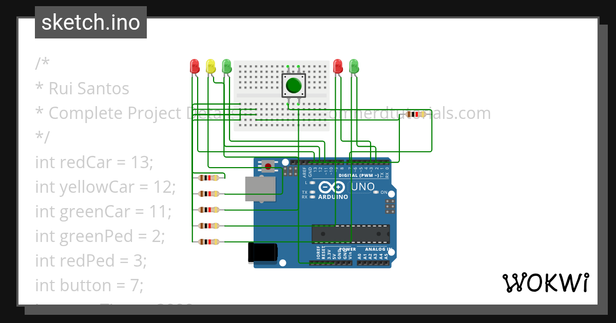 traffic light - Wokwi ESP32, STM32, Arduino Simulator