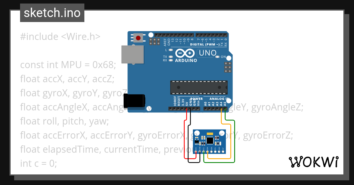 Accelerometer data - Wokwi ESP32, STM32, Arduino Simulator