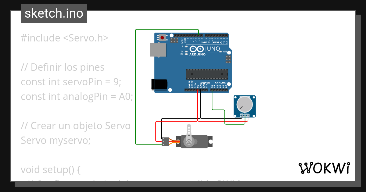 Clase 5 Servo controlado con Potenciómetro - Wokwi ESP32, STM32, Arduino Simulator