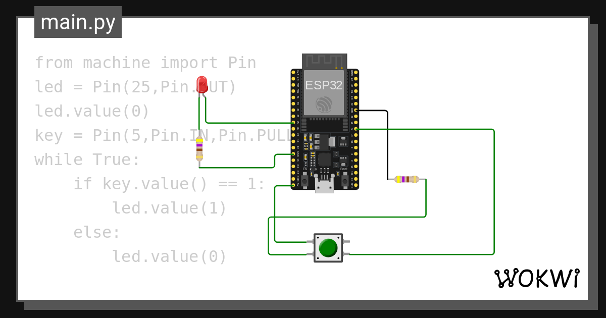 下拉电阻(开关控制led灯) Copy 2 Wokwi Esp32 Stm32 Arduino Simulator
