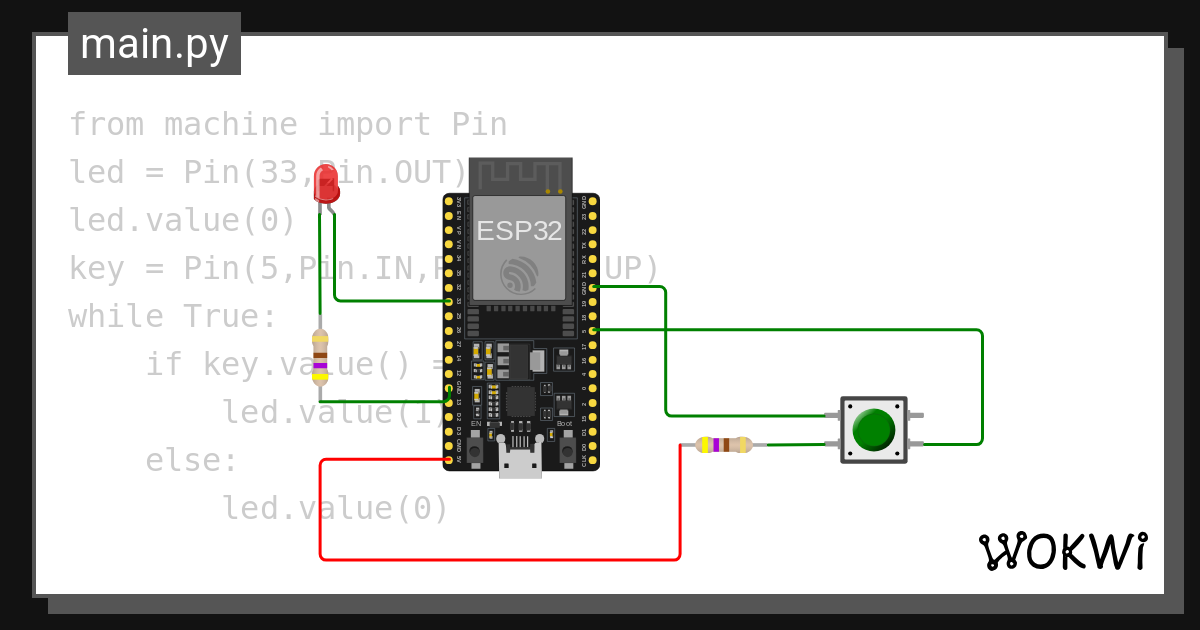 上拉电阻(开关控制led灯) Copy 2 Wokwi Esp32 Stm32 Arduino Simulator 0472