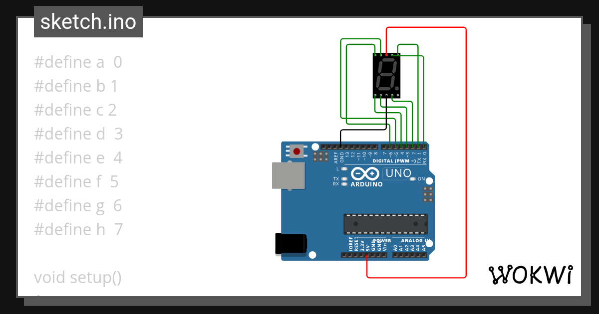 seven segment display with arduino Copy (2) - Wokwi ESP32, STM32, Arduino Simulator