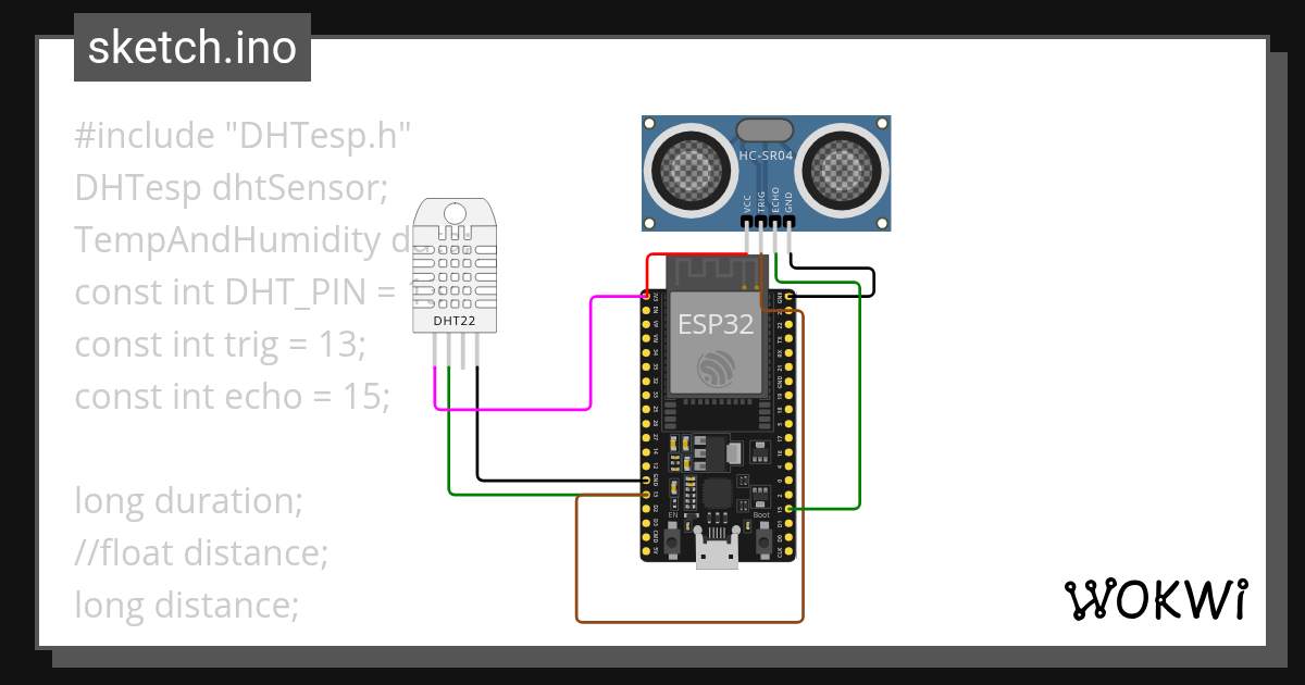 Temperaturehumiditydistance Wokwi Esp32 Stm32 Arduino Simulator 