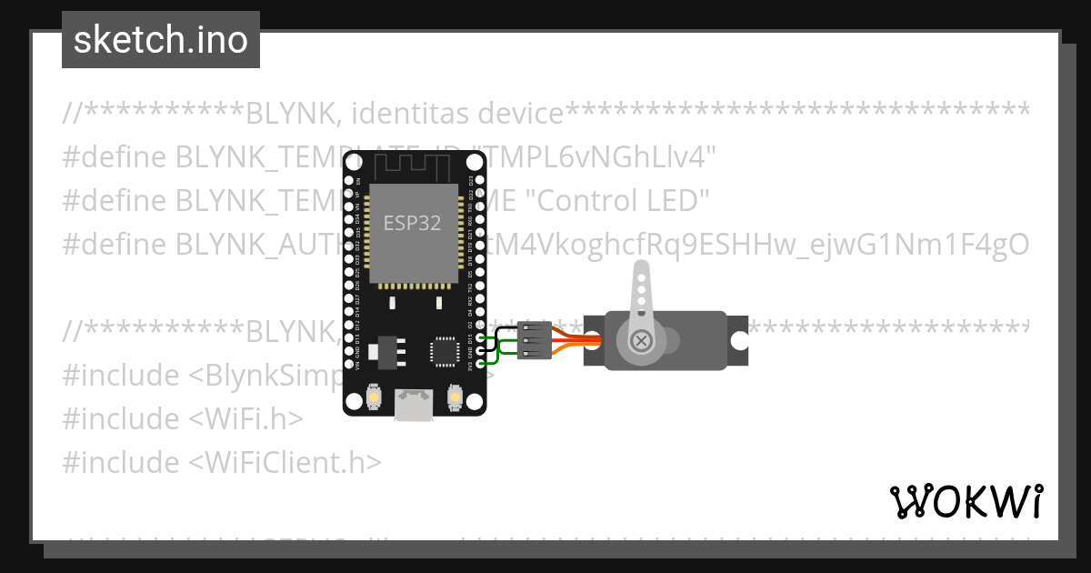 at27 blynk control Servo - Wokwi ESP32, STM32, Arduino Simulator