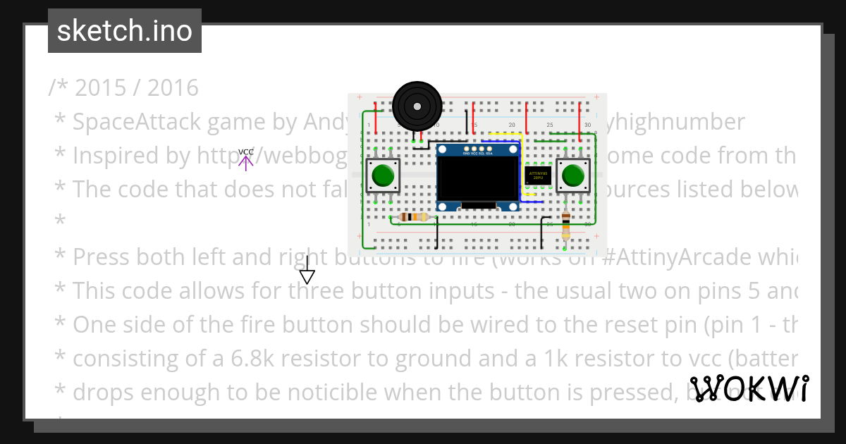attiny85 game console Copy - Wokwi ESP32, STM32, Arduino Simulator