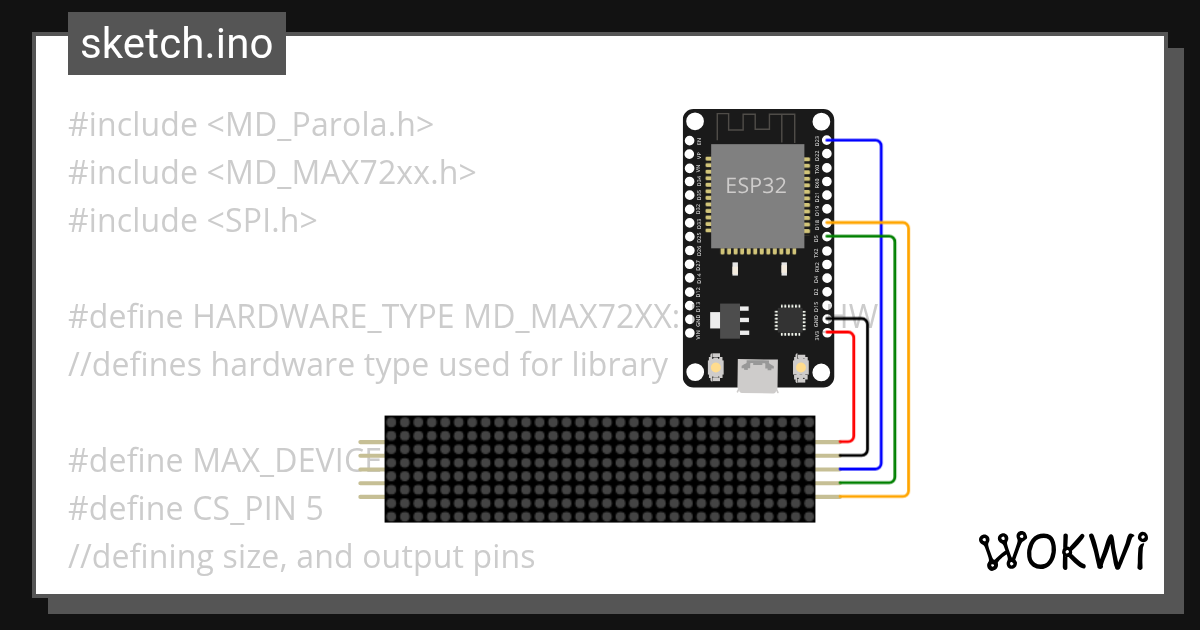 ESP32 LED Matrix - Wokwi ESP32, STM32, Arduino Simulator