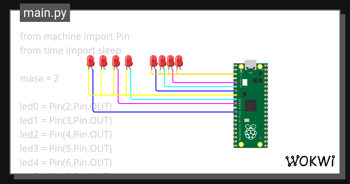 RUNNING LIGHT - Wokwi ESP32, STM32, Arduino Simulator