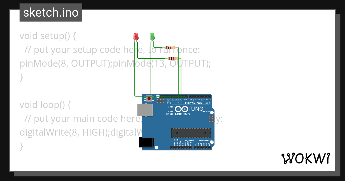 Two Light Glowing Wokwi Esp32 Stm32 Arduino Simulator 