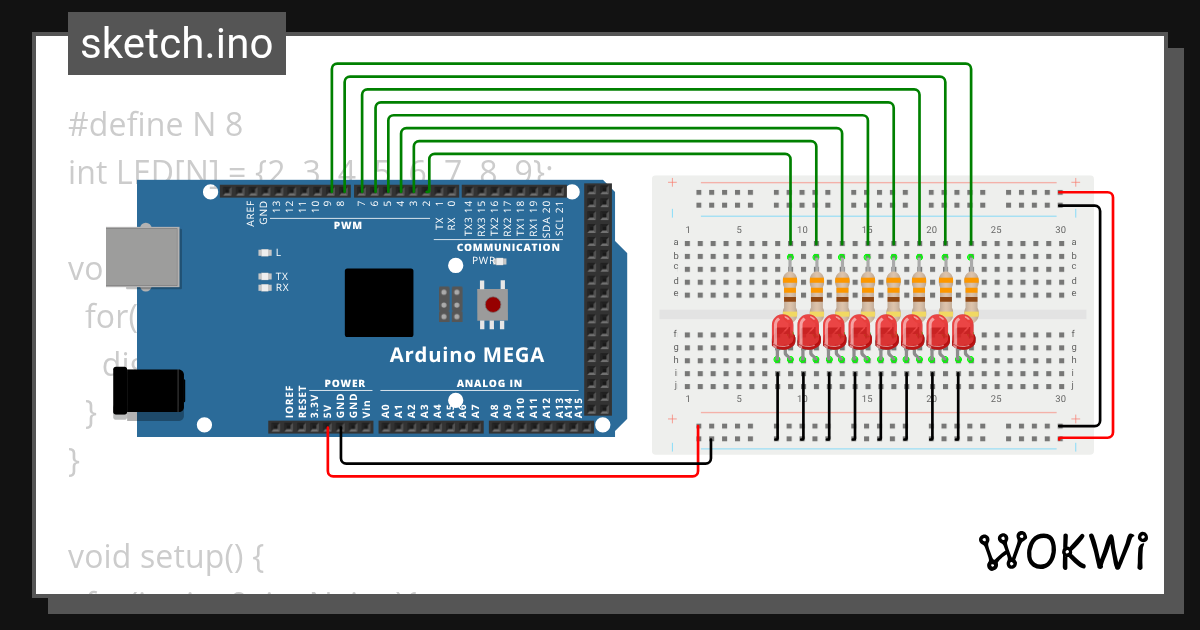LED_array_update - Wokwi ESP32, STM32, Arduino Simulator
