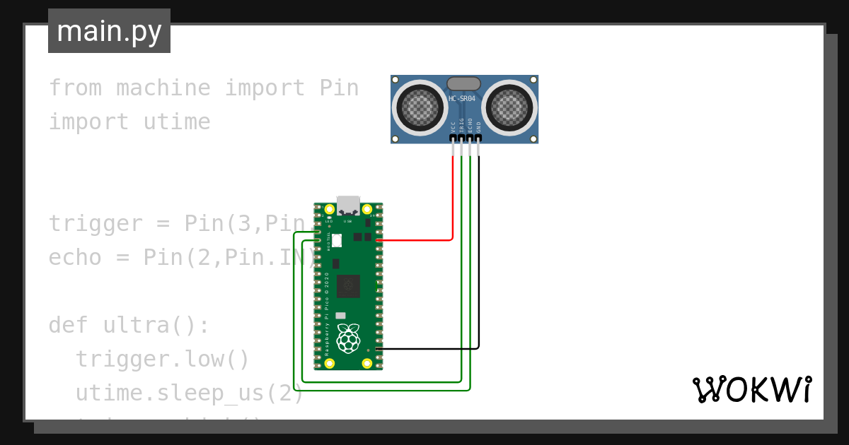 Ultrasonic Sensor Using Rasp Wokwi Esp32 Stm32 Arduino Simulator 