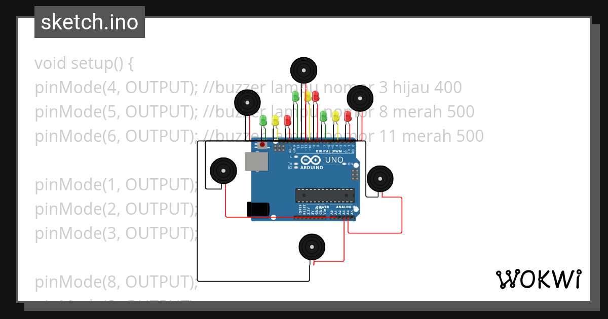Tugas Buzzer dan LED Simpang 3-Rizky Asmi Fadillah(2209020310) - Wokwi ESP32, STM32, Arduino ...