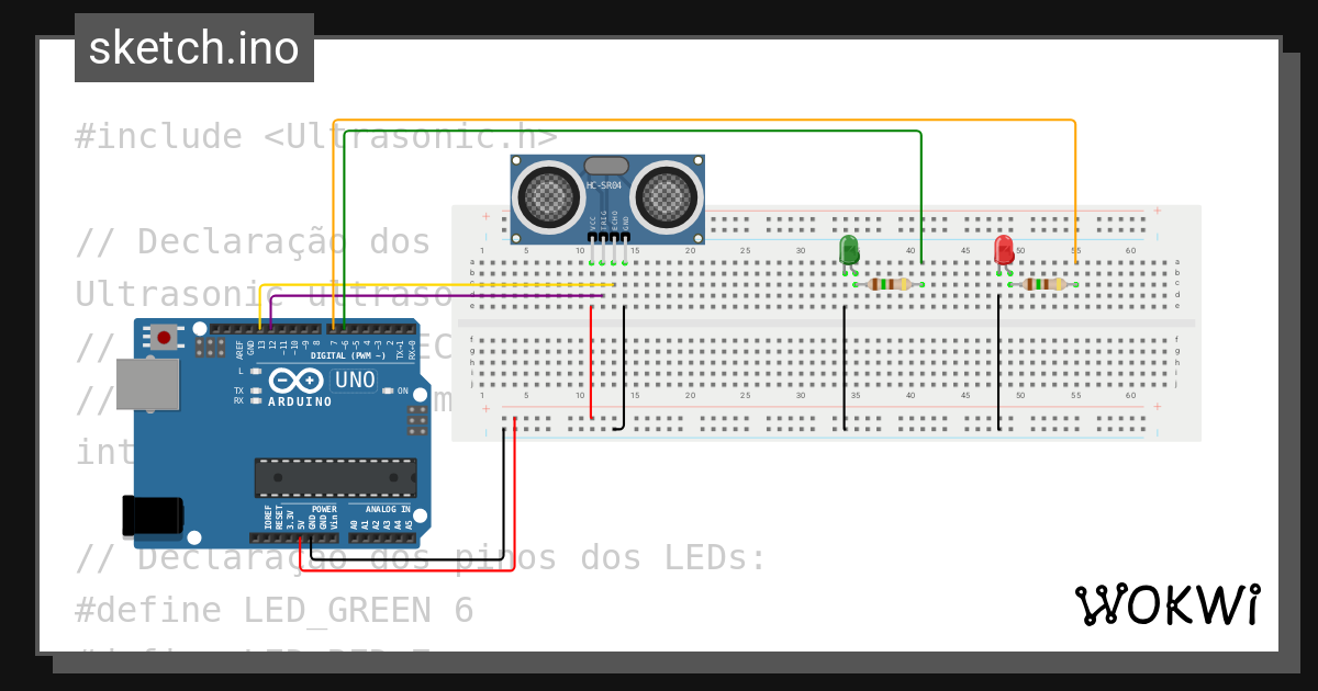 Aula03soluçãoultrassônico Wokwi Esp32 Stm32 Arduino Simulator 7989