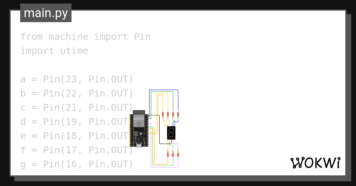 7 Segmentos Wokwi Esp32 Stm32 Arduino Simulator 
