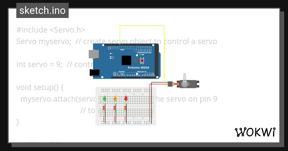 LED-SERVO - Wokwi ESP32, STM32, Arduino Simulator