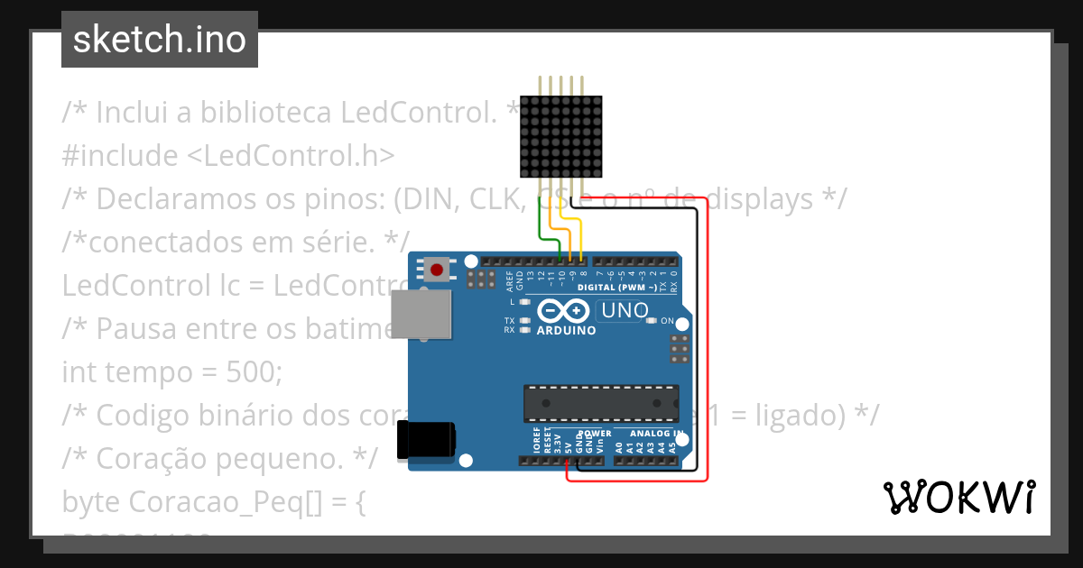 Matriz8x8 Copy - Wokwi ESP32, STM32, Arduino Simulator