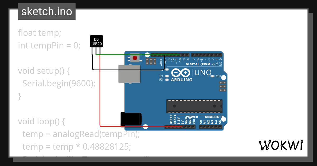 Temperature sensor - Wokwi ESP32, STM32, Arduino Simulator