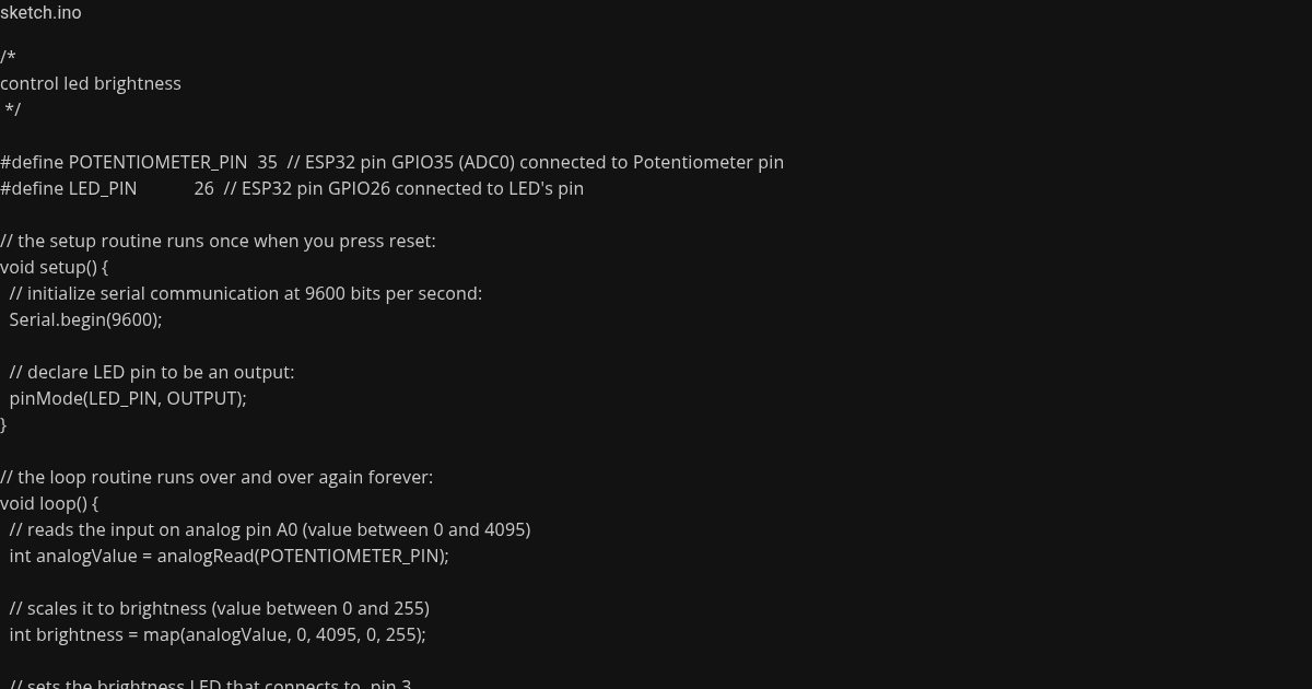 potentiometer LED Copy - Wokwi ESP32, STM32, Arduino Simulator