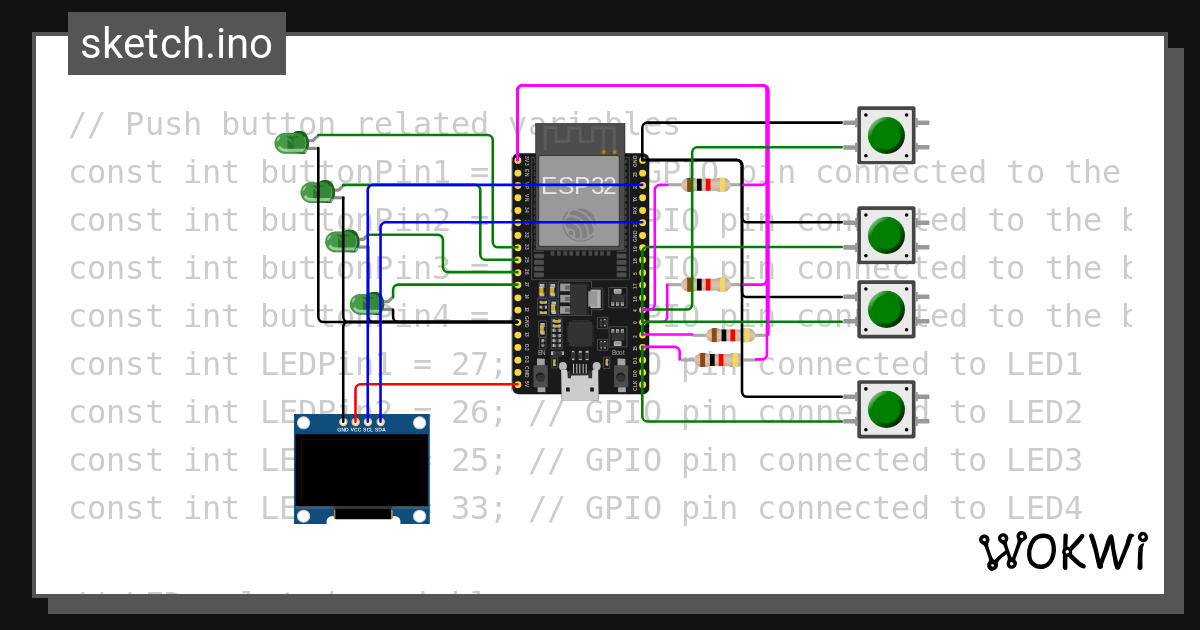 Esp32 Push Buttons With Oled Wokwi Esp32 Stm32 Arduino Simulator