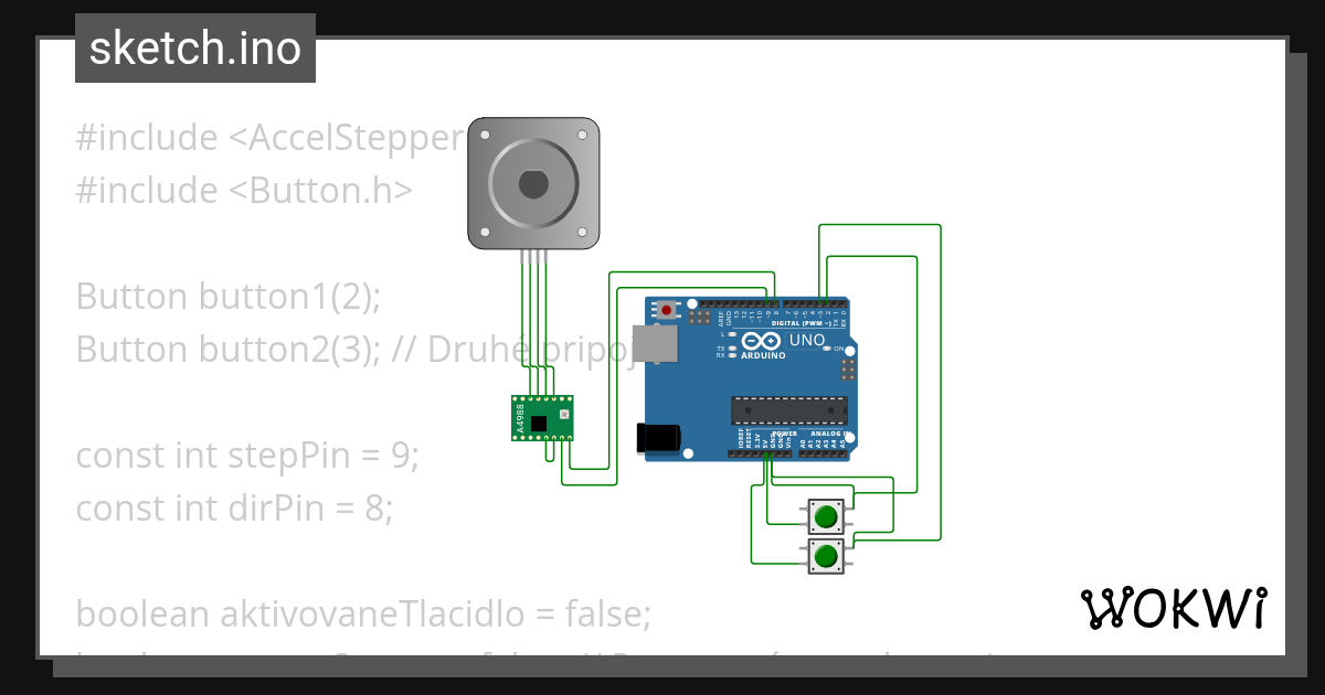 krokovy motor - Wokwi ESP32, STM32, Arduino Simulator