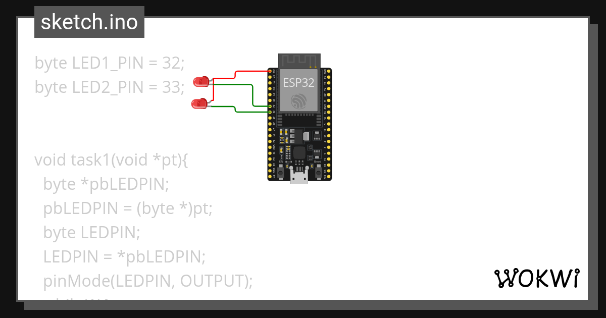 任务传递参数freertosardunioesp32 Wokwi Esp32 Stm32 Arduino Simulator 9803