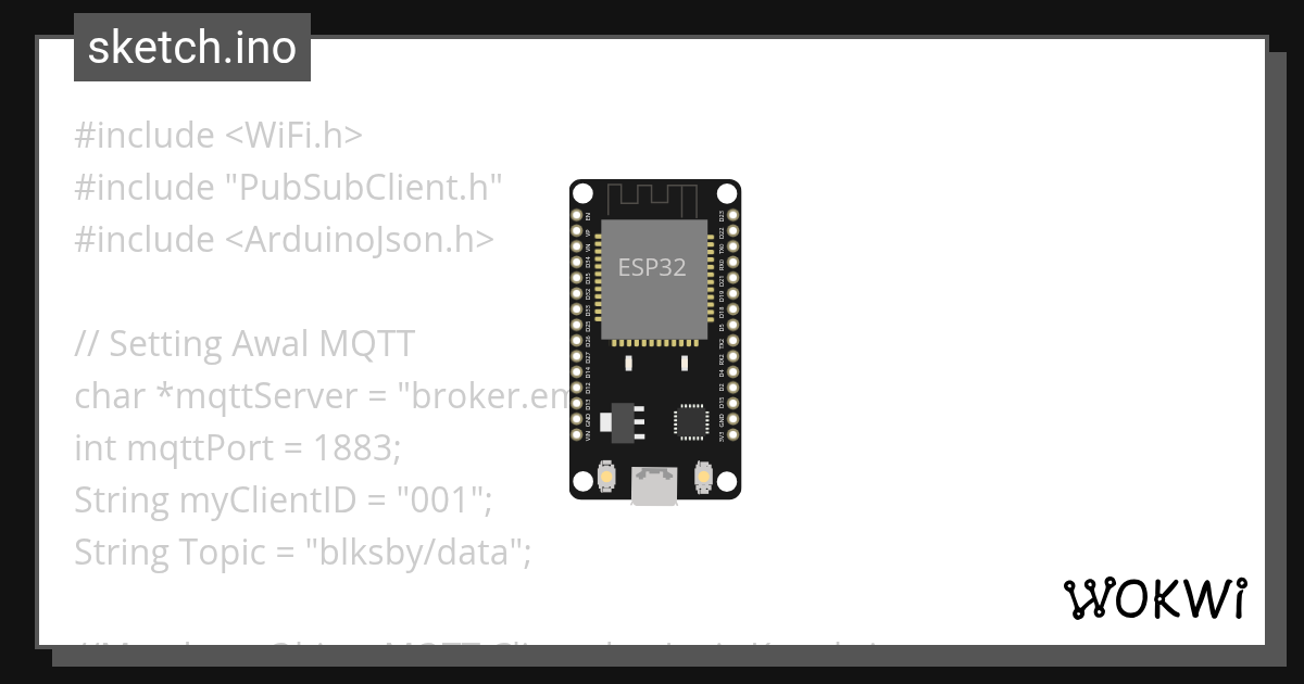 1Topic MQTT Banyak Data - Wokwi ESP32, STM32, Arduino Simulator