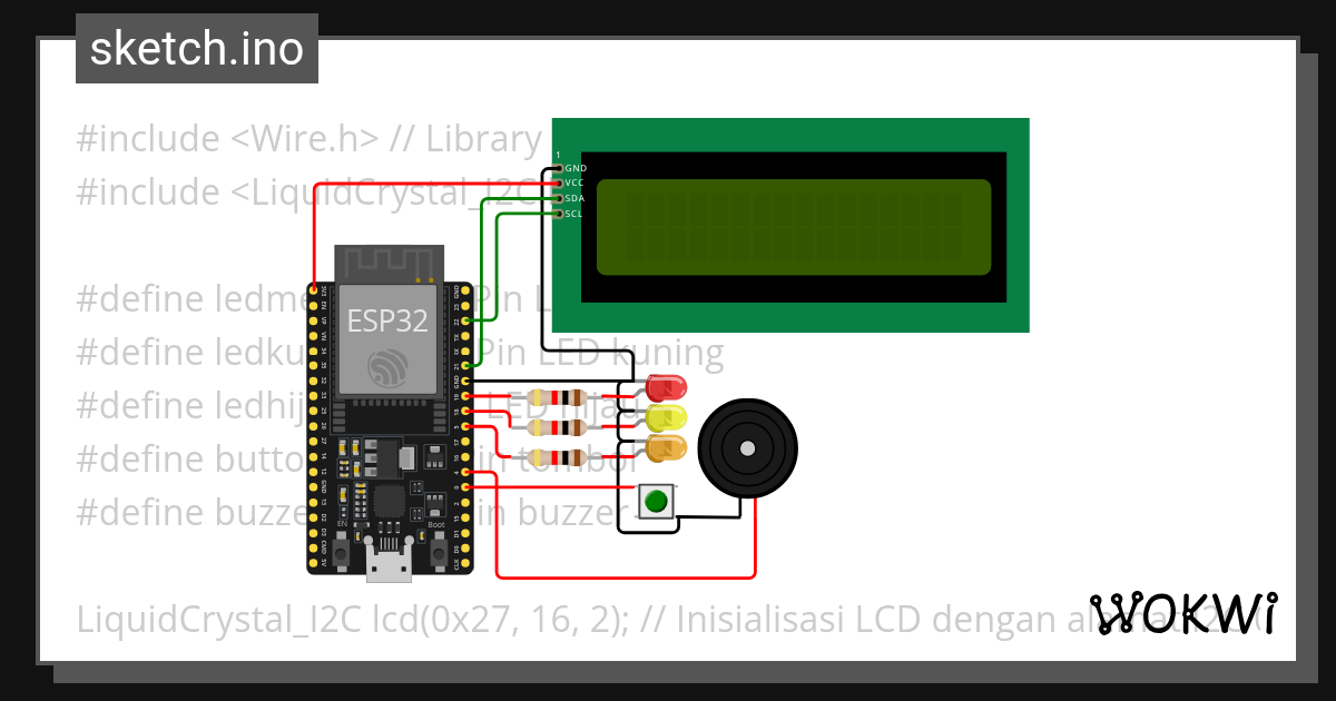 COBA_TUGAS PRAKTIKUM 1A_SIMULASI 4 (MENYALAKAN LED) - Wokwi ESP32, STM32, Arduino Simulator