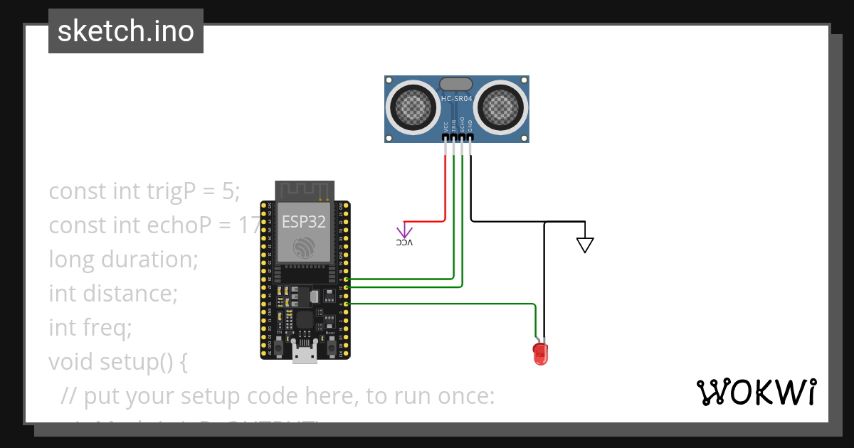 ReverseCarParking with ESP32 - Wokwi ESP32, STM32, Arduino Simulator