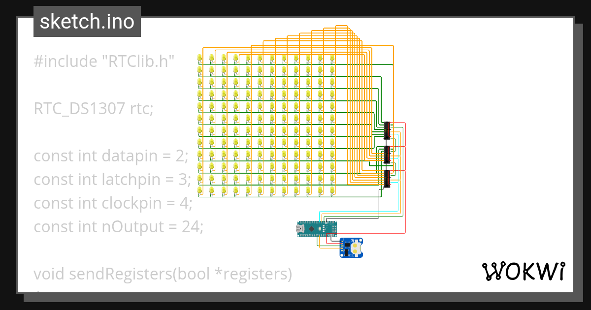 word clock ita GRID - Wokwi ESP32, STM32, Arduino Simulator
