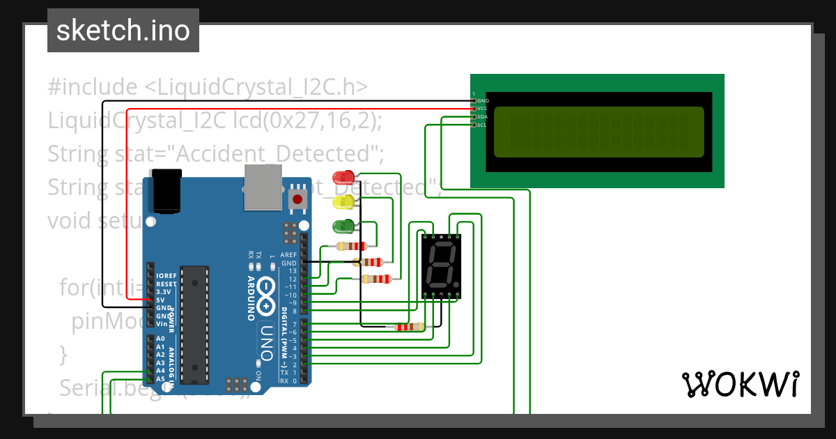traffic signal with lcd sign board - Wokwi ESP32, STM32, Arduino Simulator