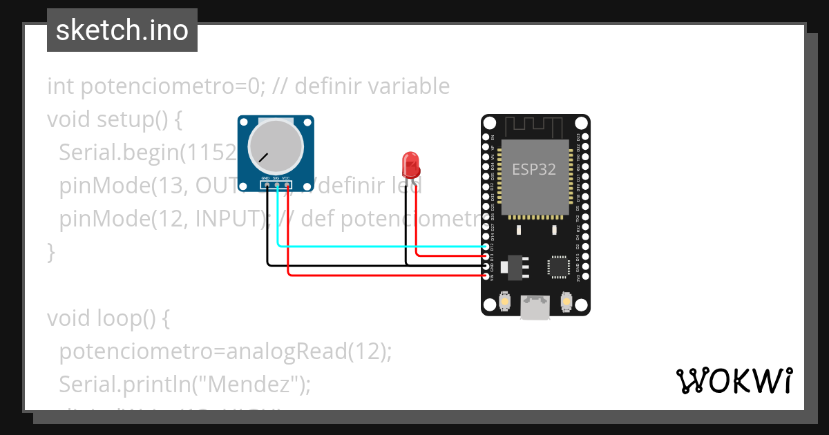 Potenciometro - Wokwi ESP32, STM32, Arduino Simulator