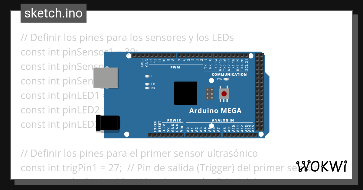 ultrasonico y de nivel de aguacon leds - Wokwi ESP32, STM32, Arduino Simulator