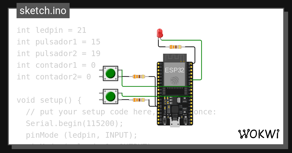 Pulsadores Wokwi Esp32 Stm32 Arduino Simulator