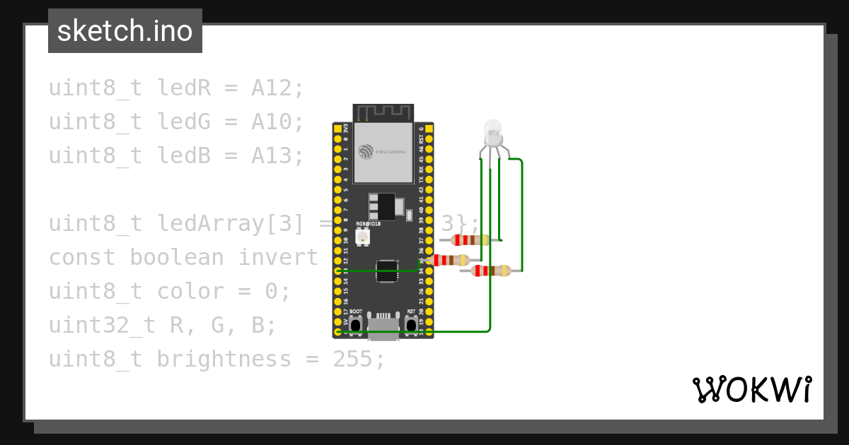 Catodo Led Rgb Wokwi Esp32 Stm32 Arduino Simulator 7425