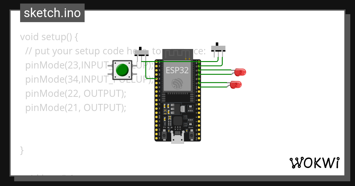INPUT PULLUP - Wokwi ESP32, STM32, Arduino Simulator