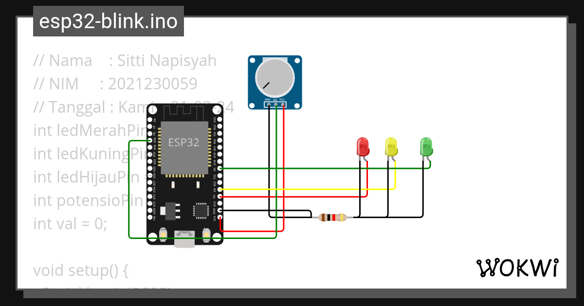 Tugas 3.5 Sitti Napisyah_2021230059 - Wokwi ESP32, STM32, Arduino Simulator