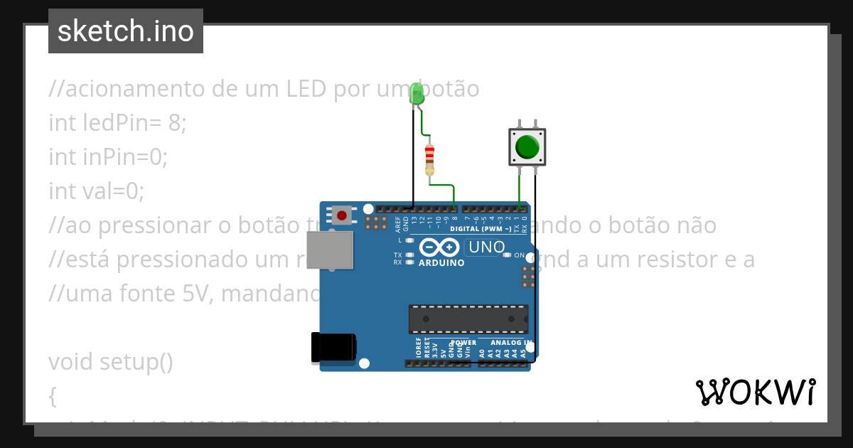 Ledcombotão Wokwi Esp32 Stm32 Arduino Simulator 3713