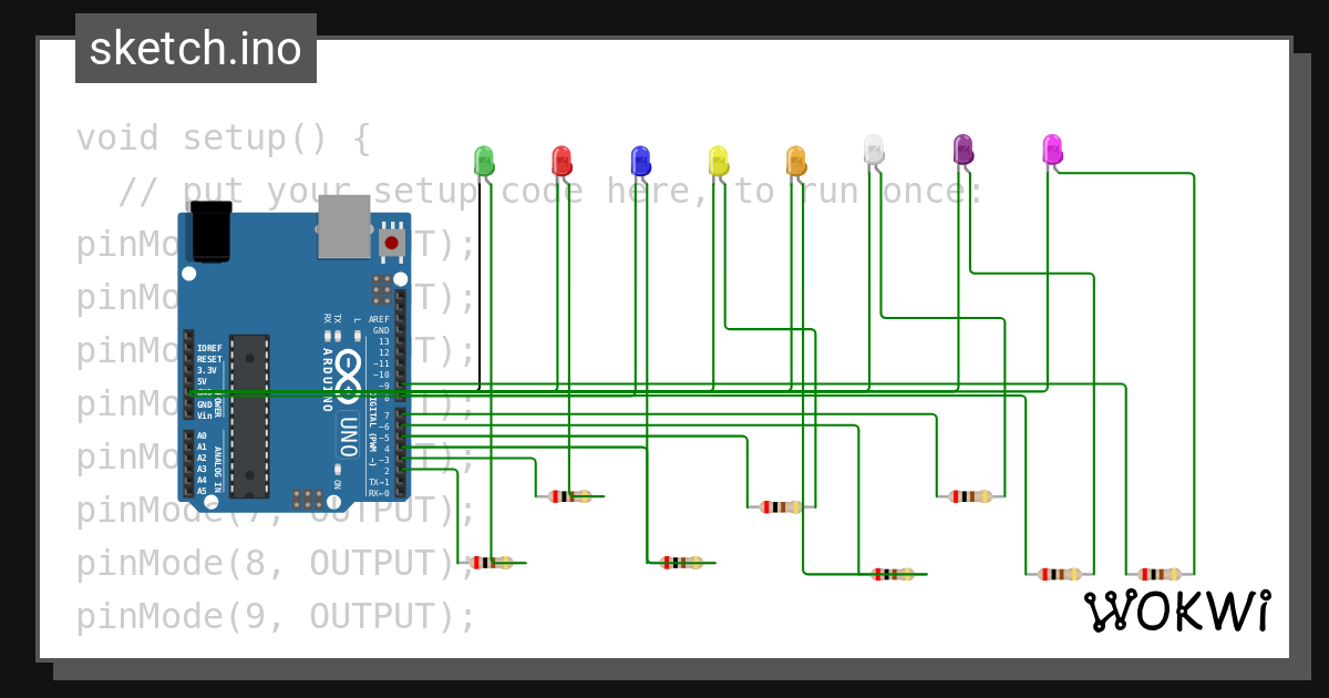 8循环发光碰撞 Wokwi Esp32 Stm32 Arduino Simulator 