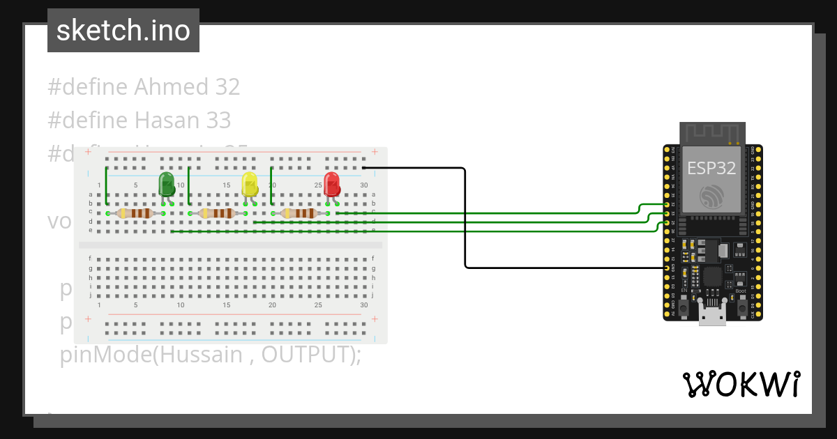 Traffic Lights - Wokwi ESP32, STM32, Arduino Simulator