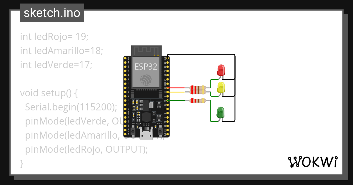 1 Semáforo - Wokwi ESP32, STM32, Arduino Simulator