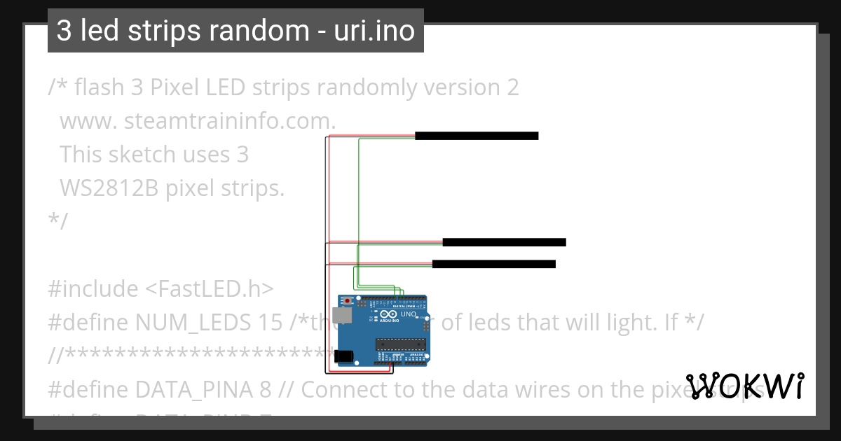 3 led strips random - uri.ino Copy (2) - Wokwi ESP32, STM32, Arduino Simulator