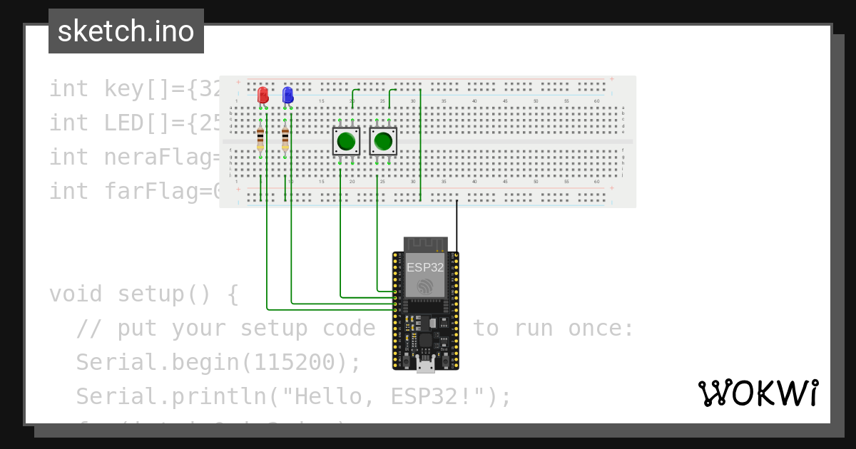 开关控制前大灯(近远光灯) 李奕磊 Wokwi Esp32 Stm32 Arduino Simulator 6730