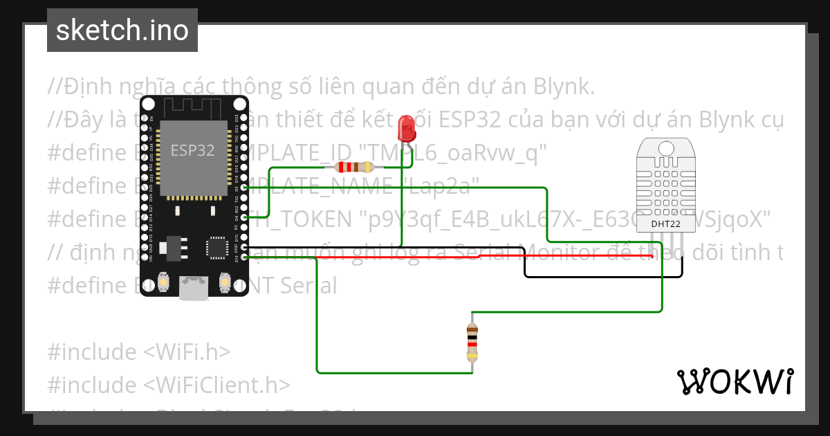 Blynk LED&DHT11 - Wokwi ESP32, STM32, Arduino Simulator